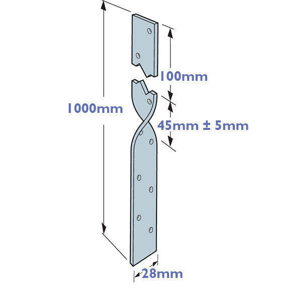 1000mm x 28mm x 2mm Twisted Strap