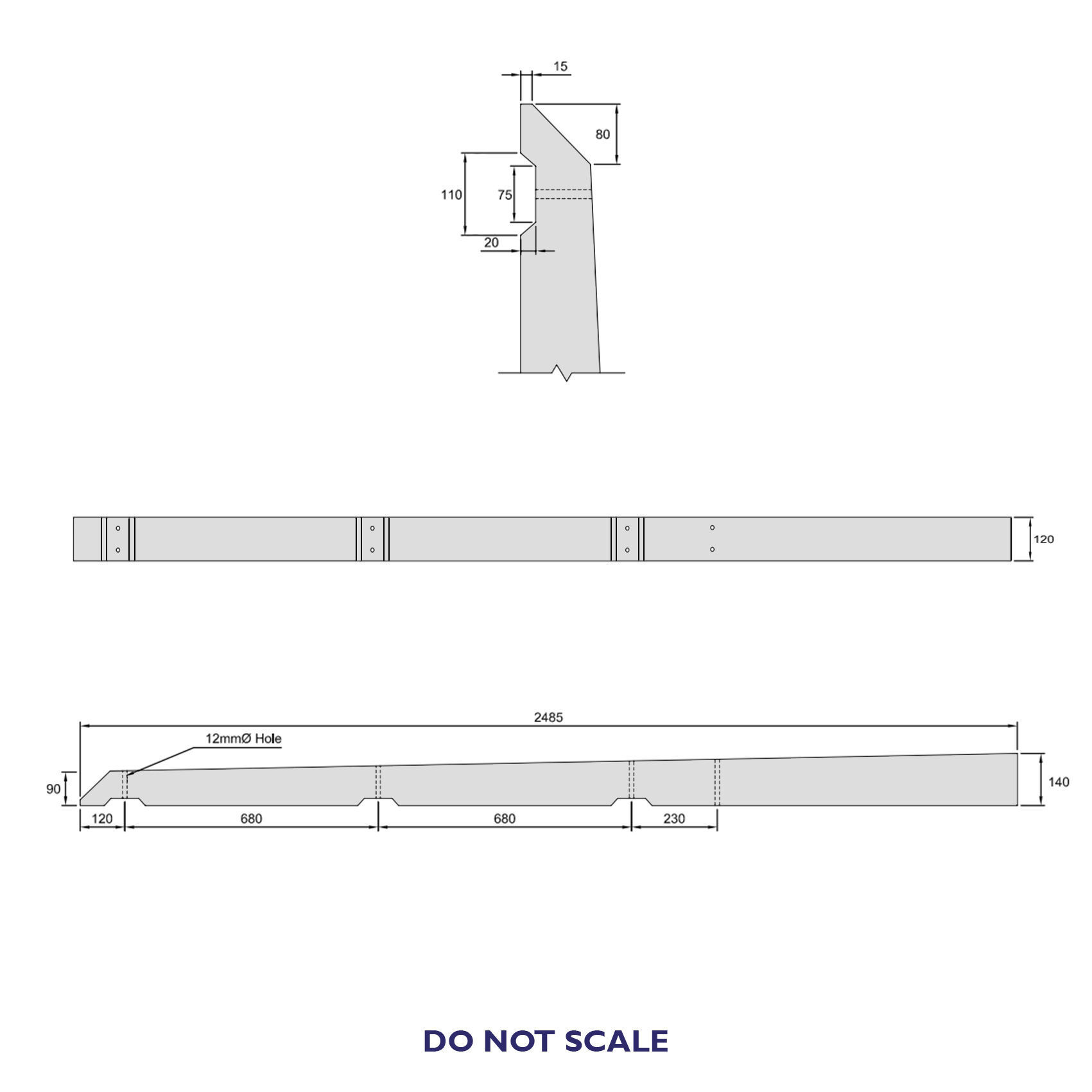 2485mm Recessed Concrete Post