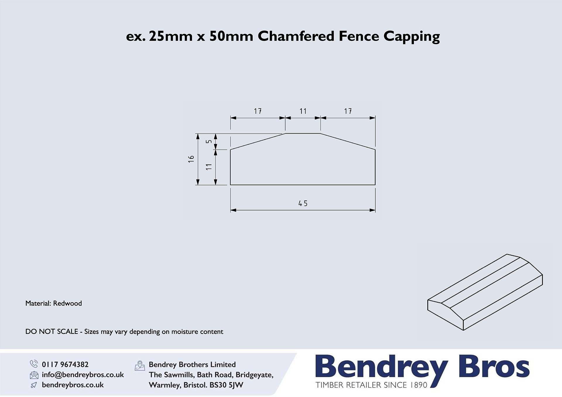 25mm x 50mm x 1.95m Planed finished fence capping | Ben