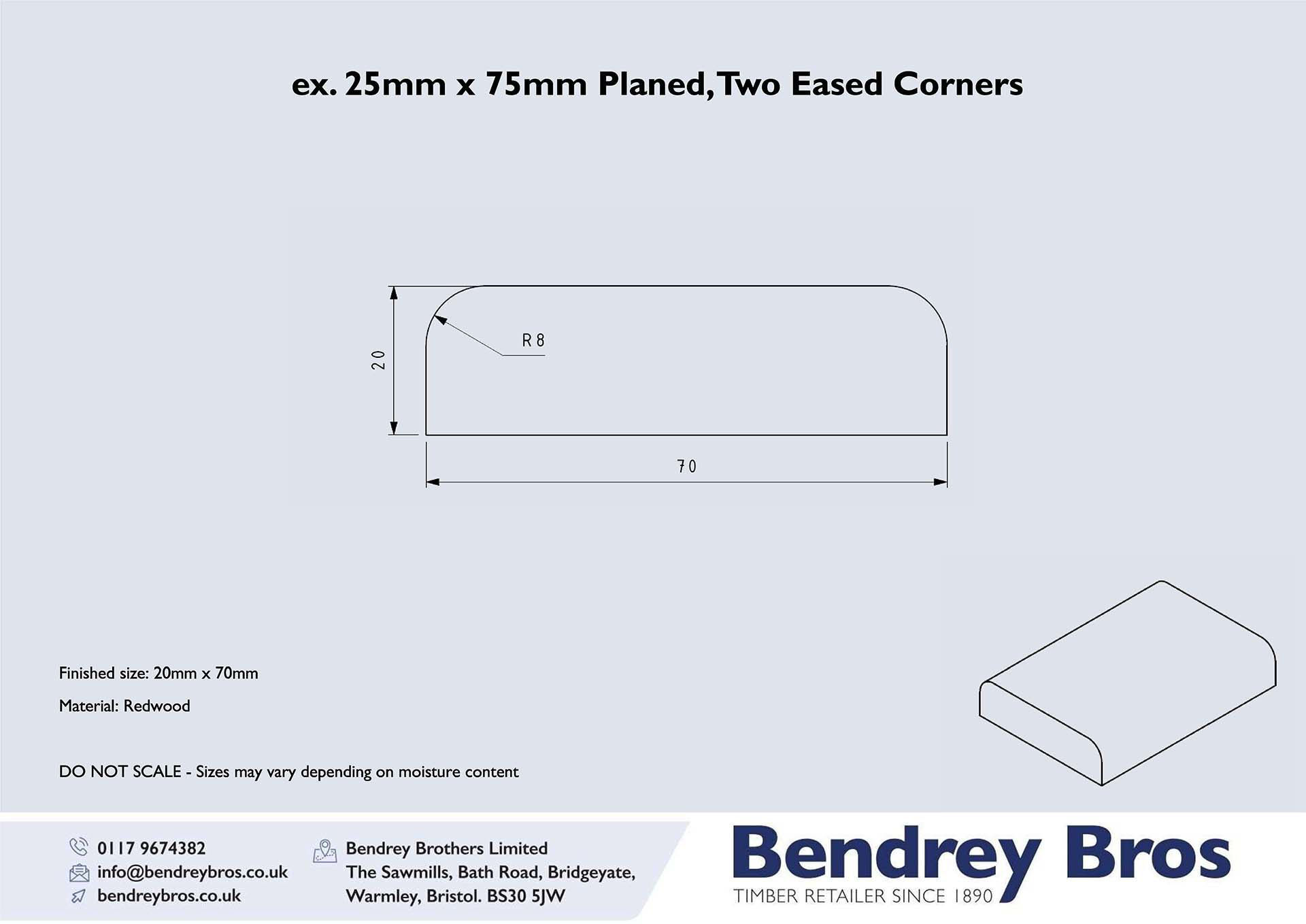 25mm x 75mm x 3.9m Planed Eased Corners | Bendrey Bros