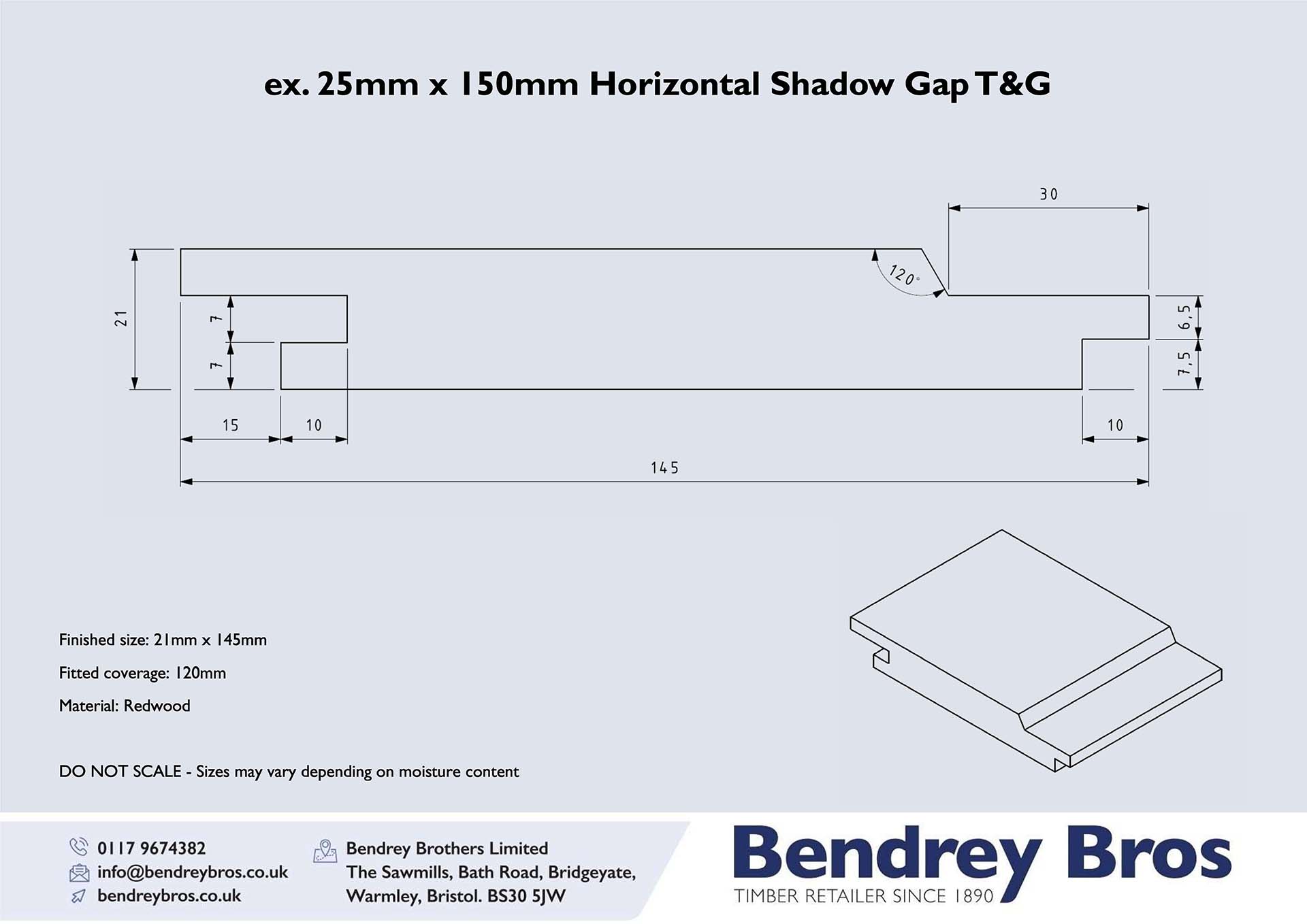 ex. 25 x 150mm x 5.1m Horizontal Shadow Gap T&G