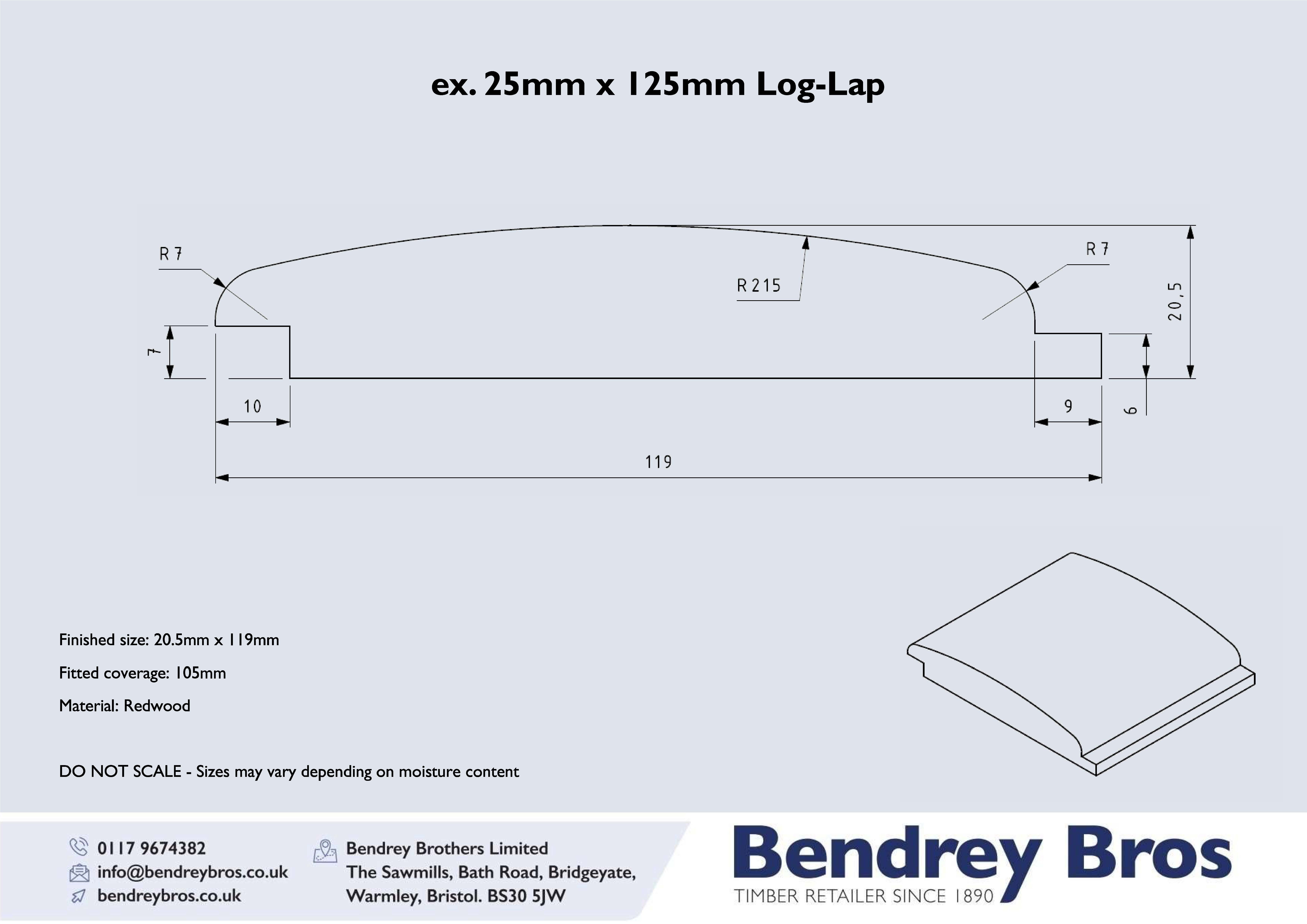 25 x 125mm Log Lap Cladding | Timber Cladding Supplier | Bendreys